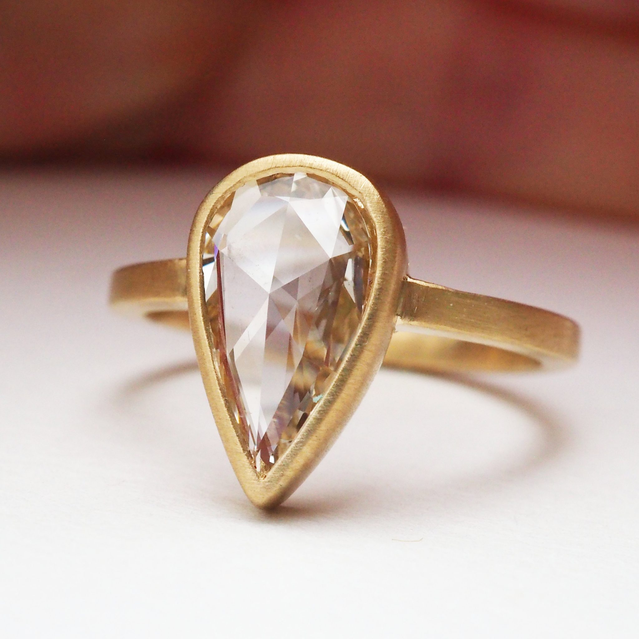 Rose Cut Pear Diamond Engagement Ring - The Antiquarian