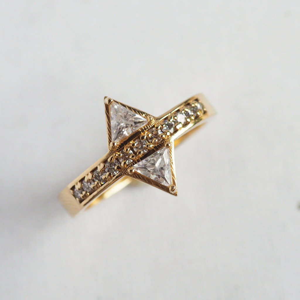 Double Triangle Diamond Ring - The Antiquarian