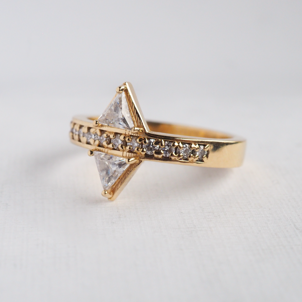Double Triangle Diamond Ring - The Antiquarian