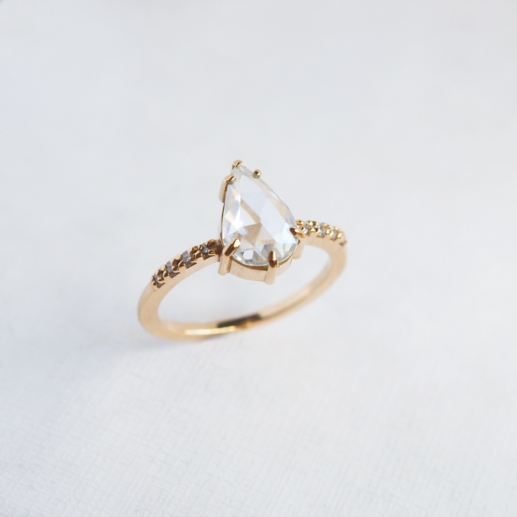 Rose-Cut Pear Engagement Ring - The Antiquarian