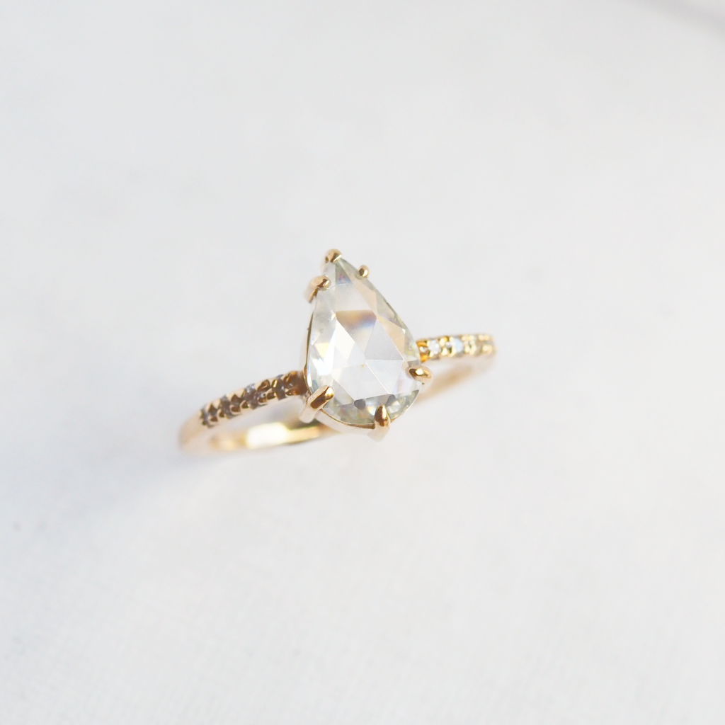 Rose-Cut Pear Engagement Ring - The Antiquarian
