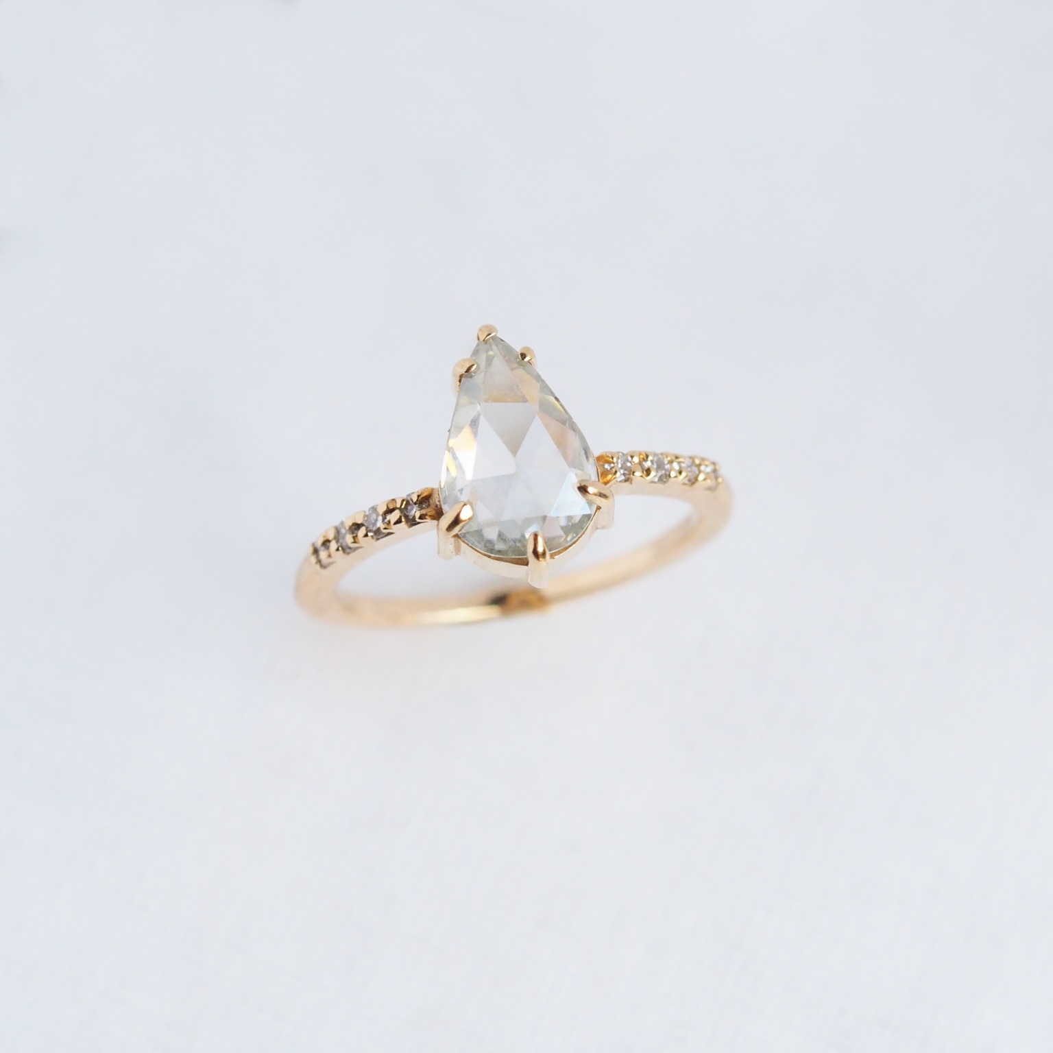 Rose-Cut Pear Engagement Ring - The Antiquarian